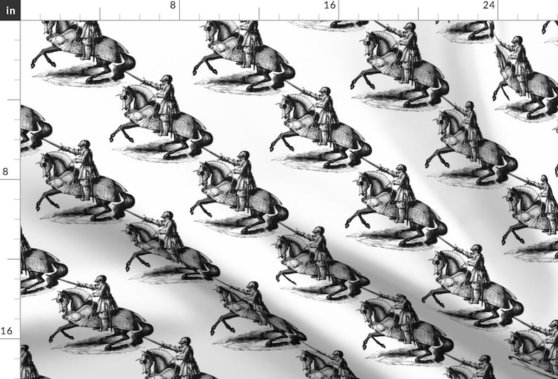 Victorian Knights Fabric - Knight Night by Peacoquettedesigns - Vintage ...