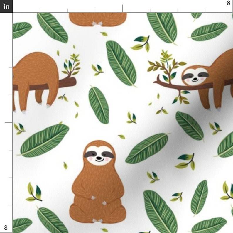 Sloth Fabric 7 Sloths Love Sleep by Shopcabin Sloth - Etsy