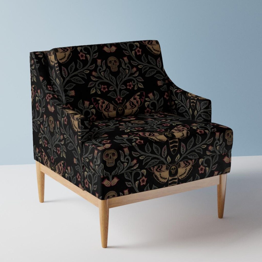 Death Head Moth Upholstery Fabric- Death Head Damask by Lu_repeating ...