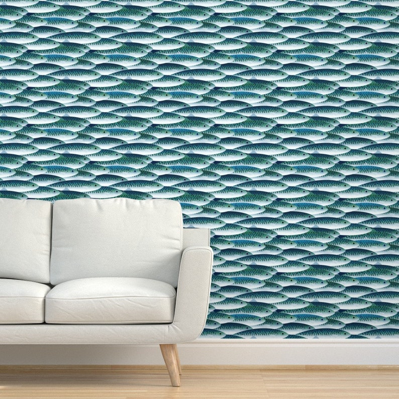 Fish Wallpaper Sea by Spellstone Fish Blue Scales - Etsy