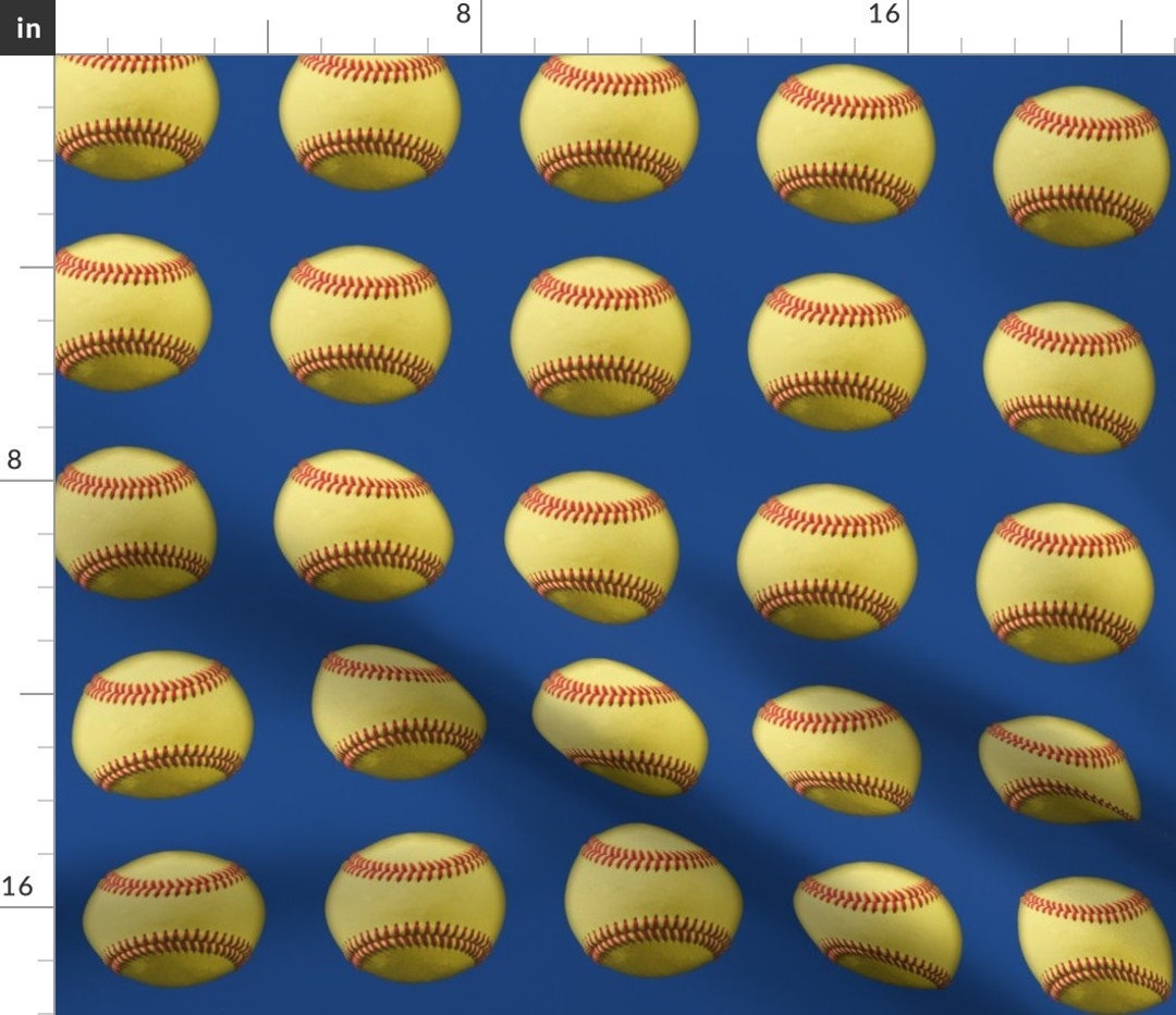 Softball Fabric 3 Yellow Softballs on Blue by Weavingmajor Softball ...