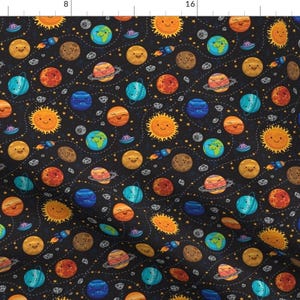 Happy Planet Fabric Cute Planets by Penguinhouse Space Science Fun Kids ...