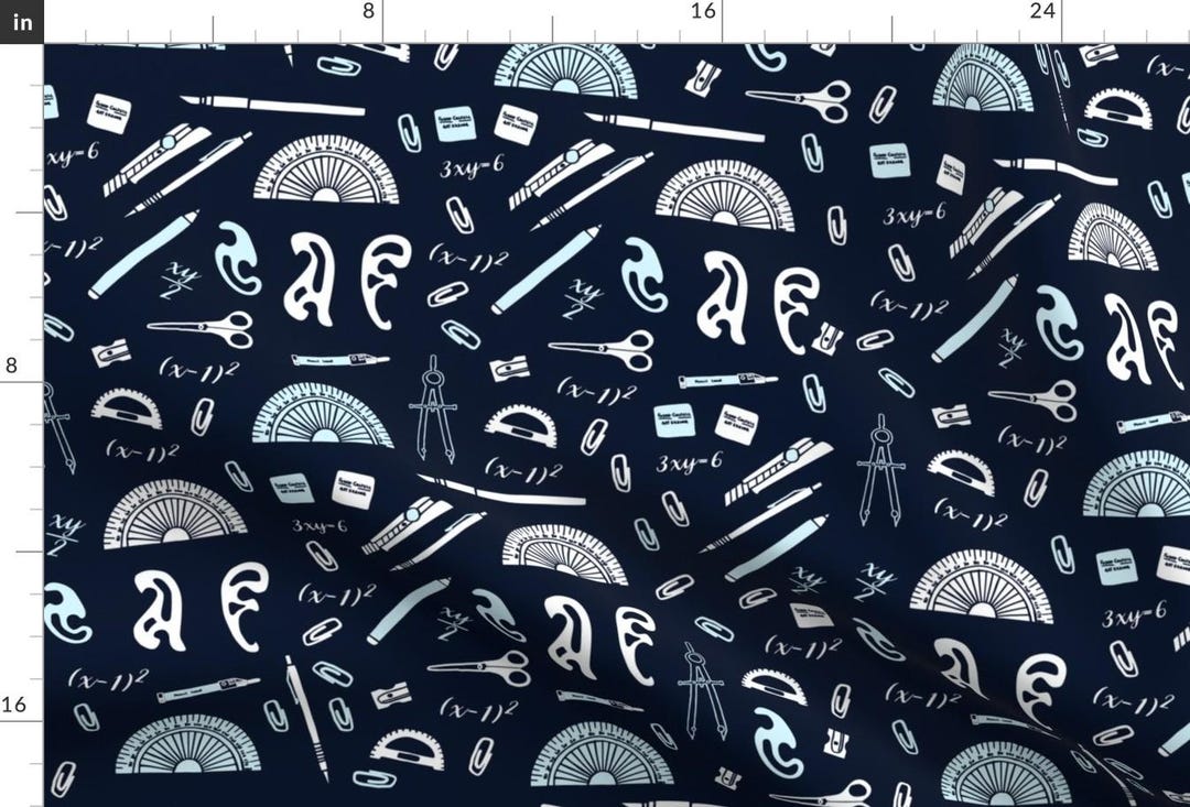 Maths Accessories Fabric - Math Theme Fabric by Kapotka - Maths ...