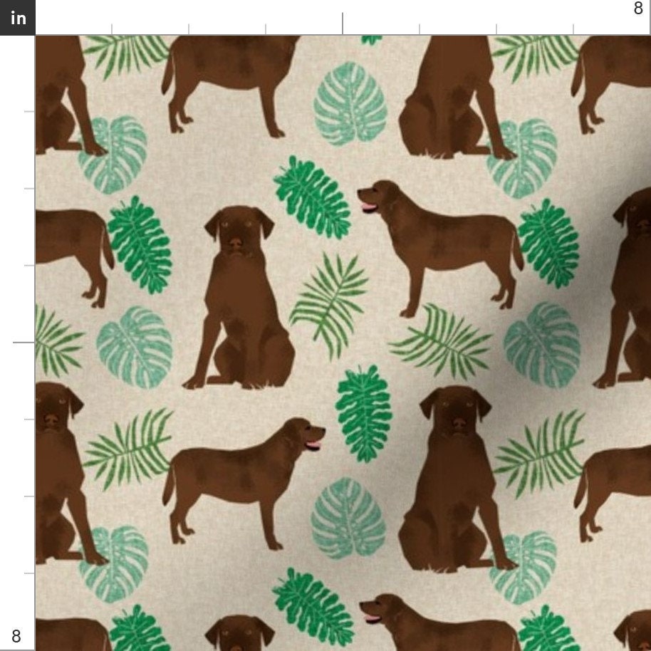 Chocolate Lab Fabric Chocolate Lab Monstera Tropical - Etsy