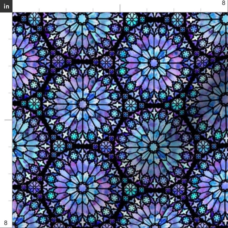 Stained Glass Small Fabric Painted Rose Windows blue - Etsy