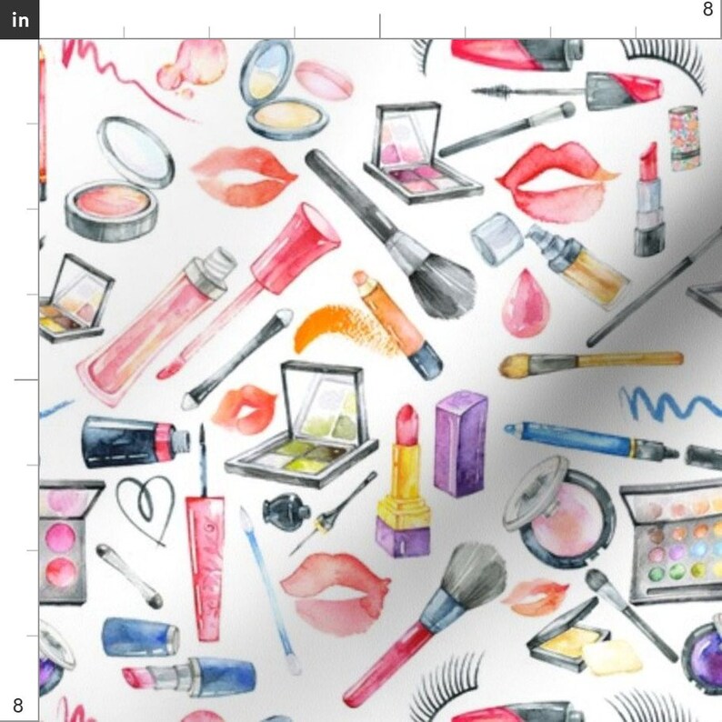 Makeup Fabric Makeup by Greenmountainfabric Watercolor - Etsy