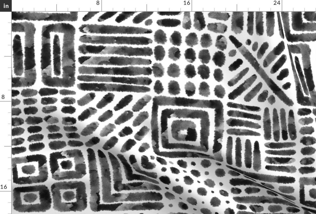 Black and White Geometric Fabric - Orderly Ink Blots by ...