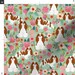 Floral Cavalier Fabric cavalier King Charles Spaniel Dog Mint by ...