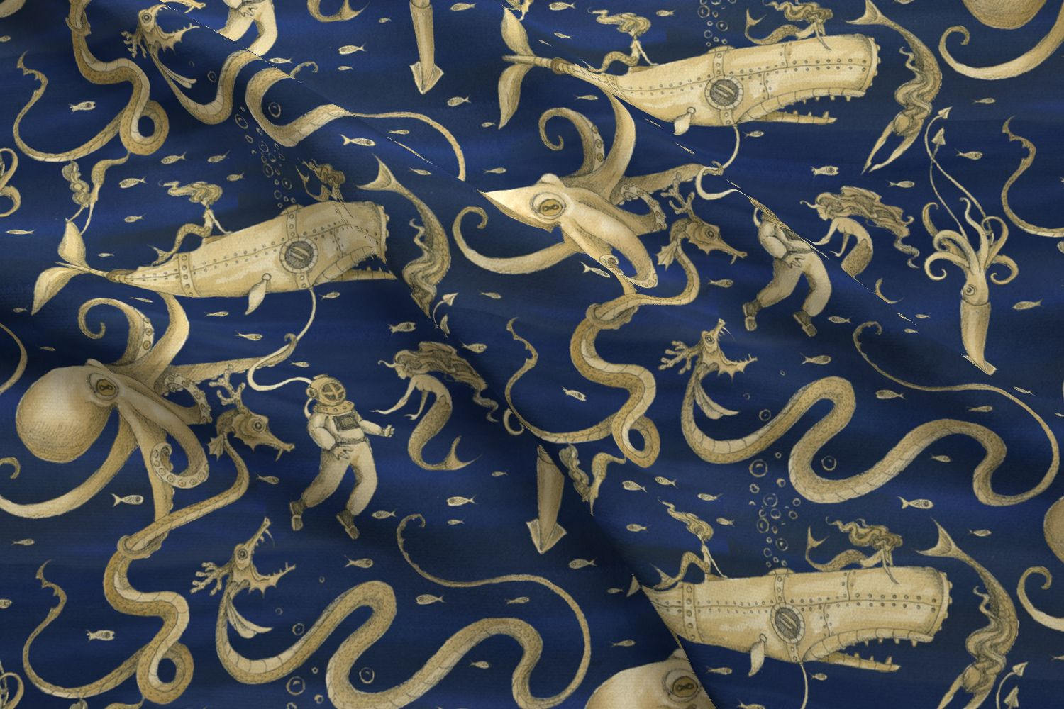 Deep Sea Divers Fabric The Deep Deep Depths By Ceanirminger | Etsy