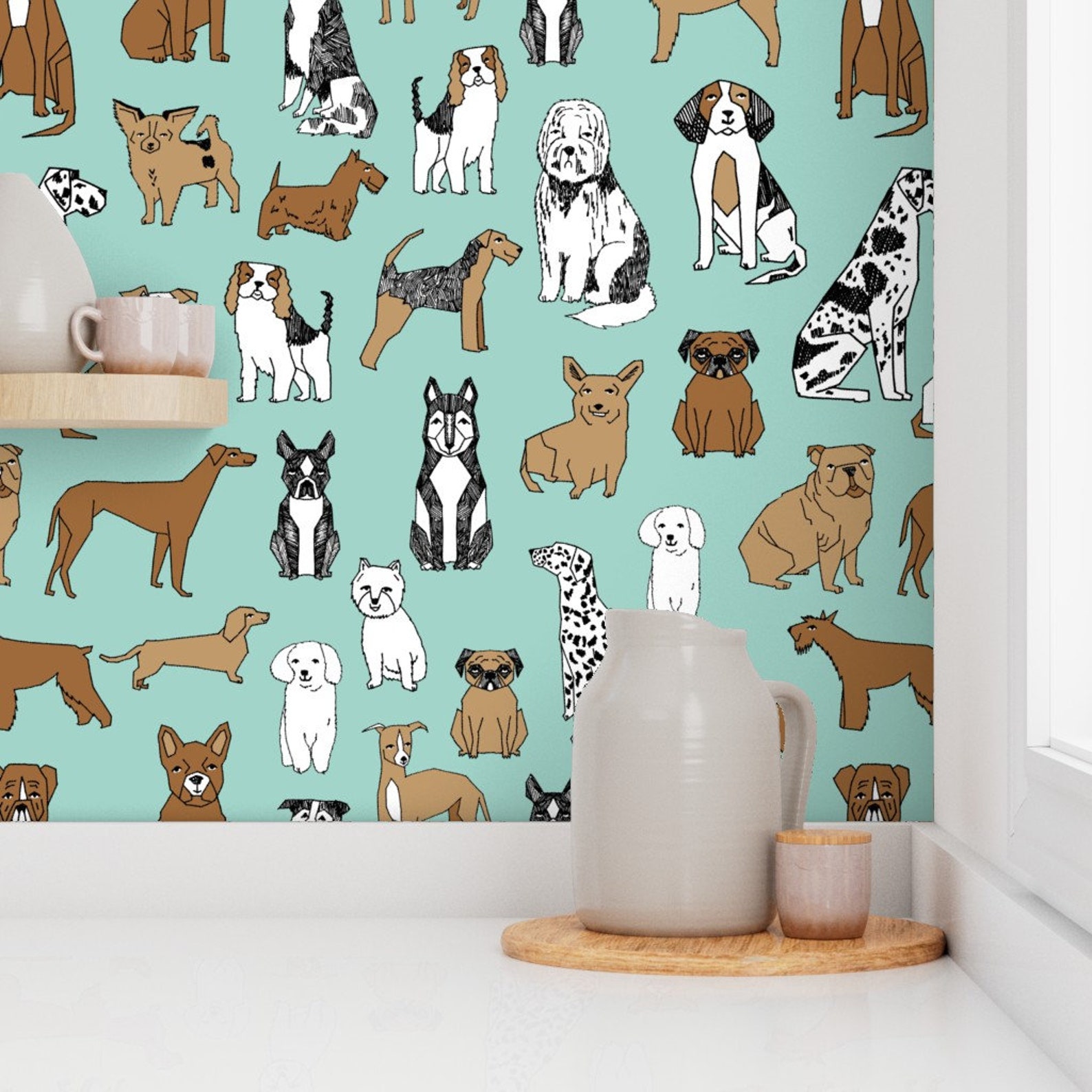 Dog Wallpaper Mint Pets Dog Breeds Print by Andrea Lauren - Etsy