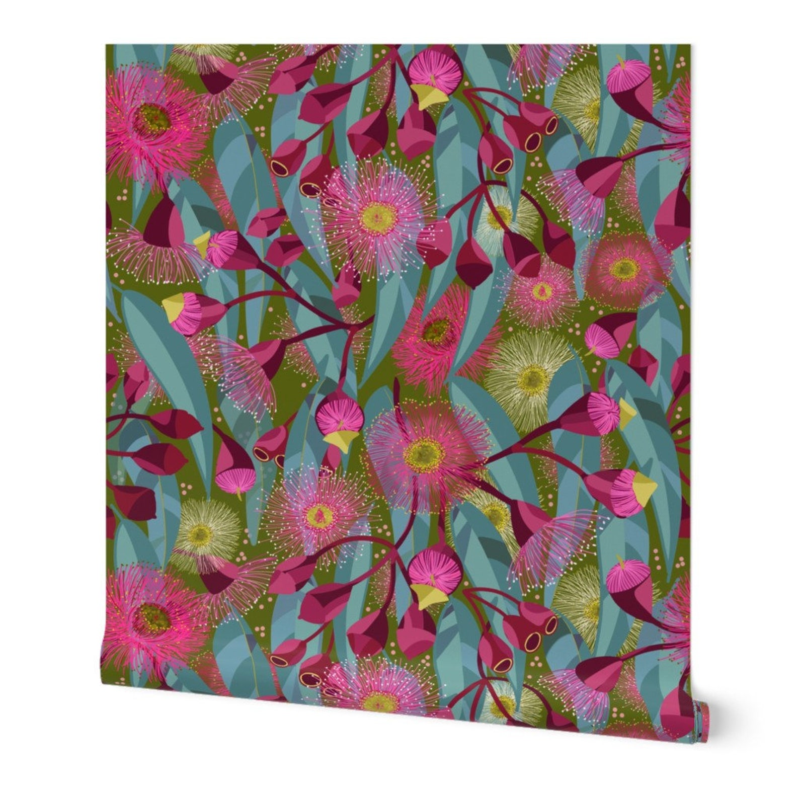 Australian Floral Wallpaper Eucalyptus Bloom by Hnldesigns - Etsy
