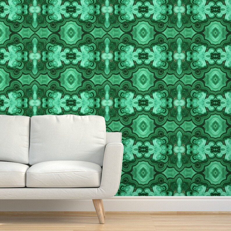 Mirrored Malachite Wallpaper Malachite Large Scale by - Etsy