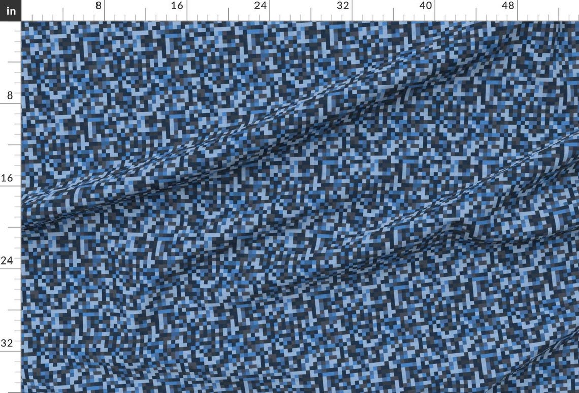 Blue Pixels Fabric - Pixel Squares - Water by Ruth_robson - Blue ...