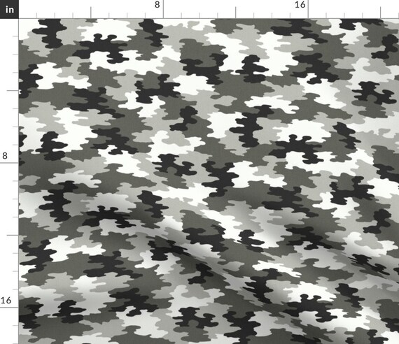 Gray Camouflage Fabric Camo Black White Grey Camouflage by - Etsy