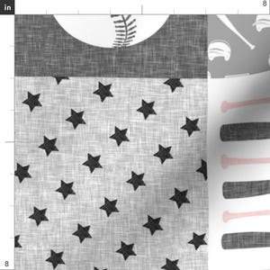 Patchwork Fabric - Pink and Gray Baseball Patchwork Wholecloth by ...