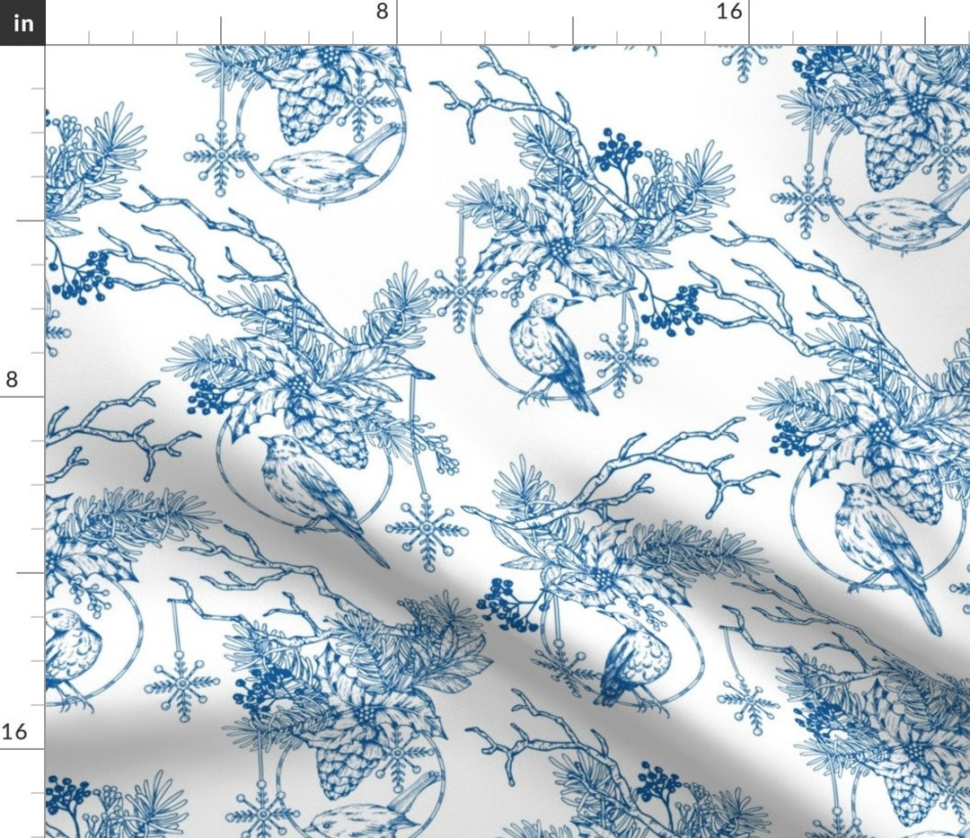 Christmas Toile Fabric Christmas Blue Toile Ornament by Oppositedge ...
