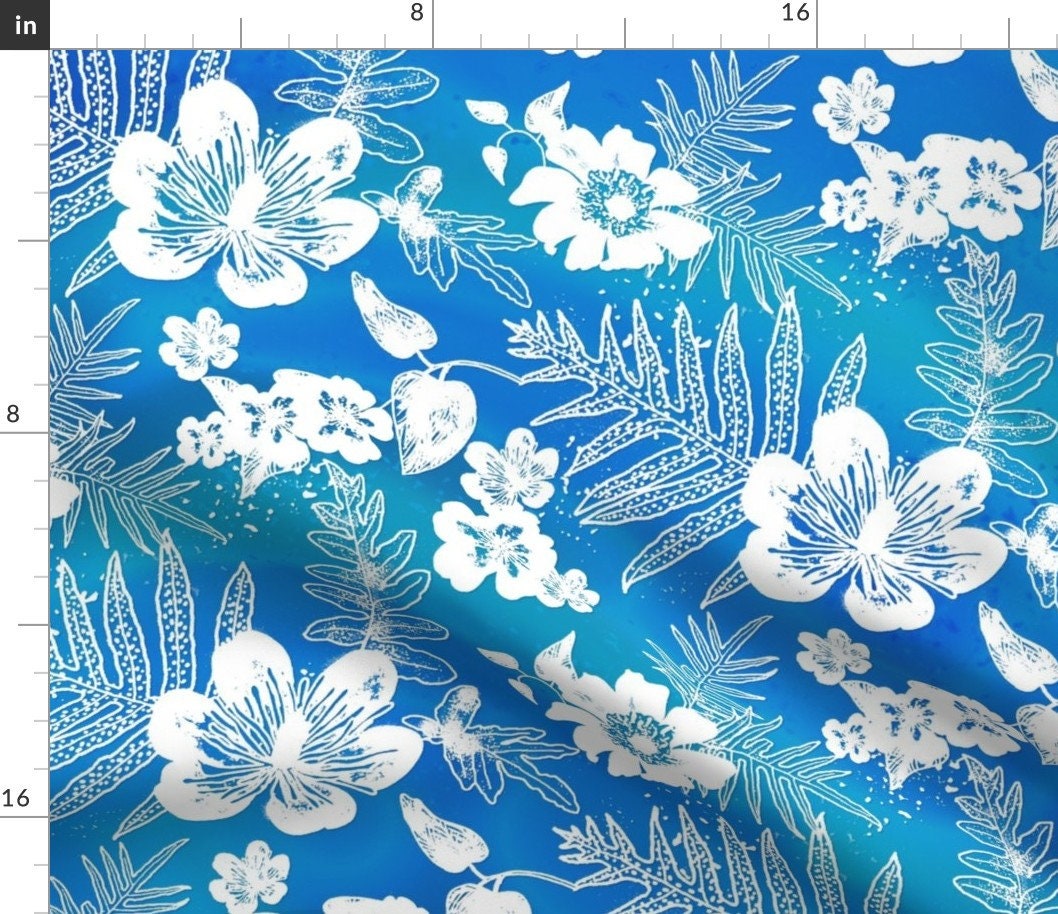 Tropical Hawaiian Floral Fabric Aloha Lace Blueberry Sorbet - Etsy