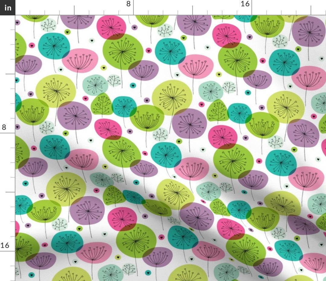 Retro Mod Floral Fabric Colorful Retro Style Poppy Floral - Etsy