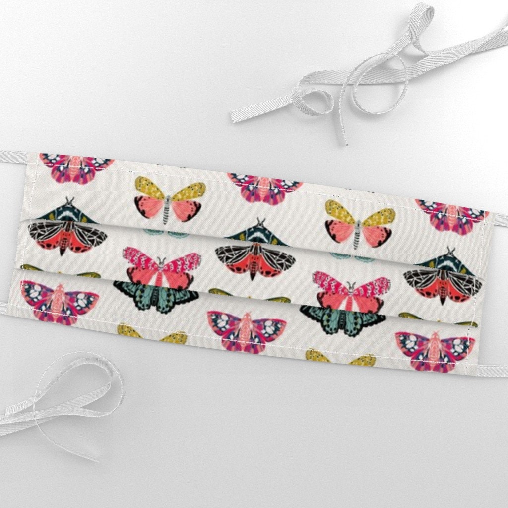 Moth Fabric Moths // Butterflies Nature Botanical Fabric | Etsy