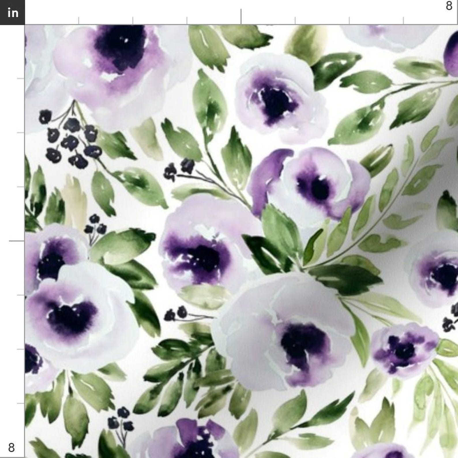 Violet Watercolor Fabric - Violets in Bloom by Northeighty - Violet ...