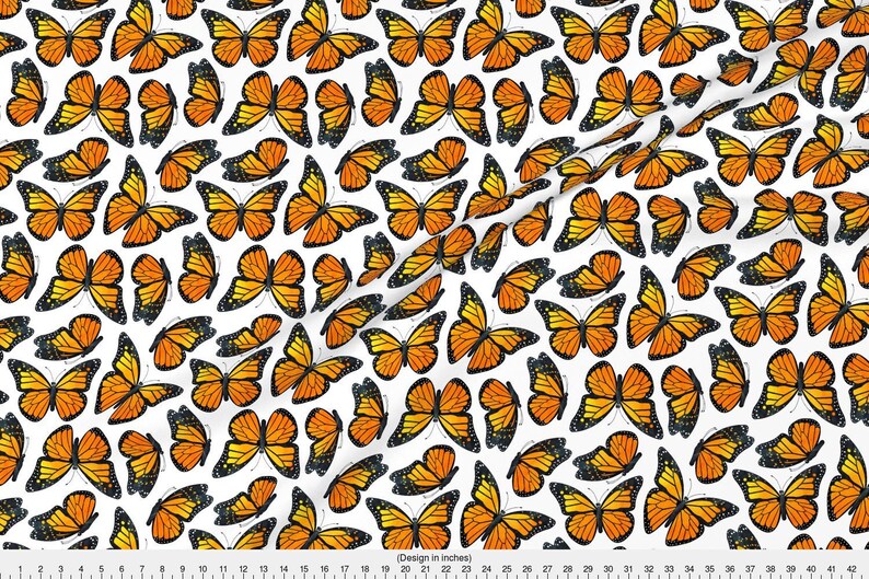 Monarch Fabric Monarch Butterfly Watercolor By Jannasalak | Etsy
