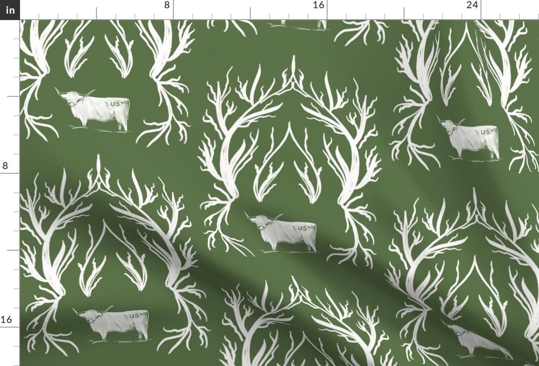 Damask Fabric - Highlander Damask in Green by Averielaneboutique ...