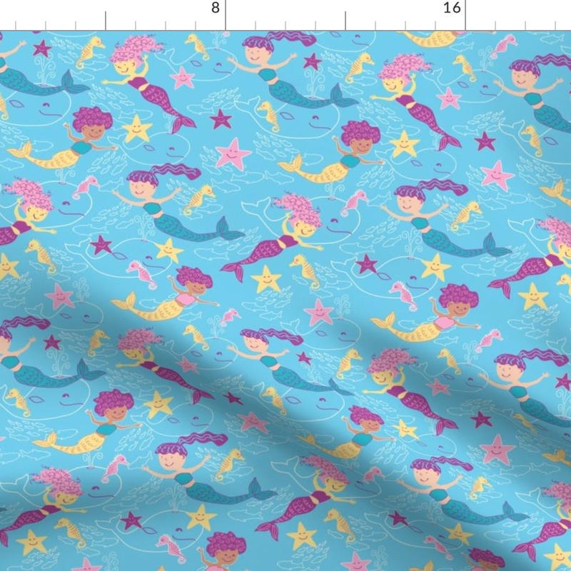 Mermaid Cotton Fabric - Etsy UK