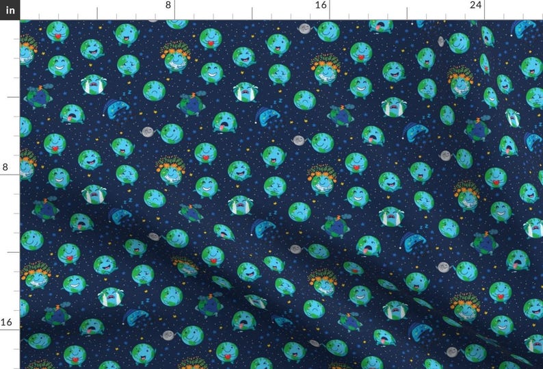 Planet Earth Fabric - Earth Globes by Penguinhouse - Earth Globe Space ...