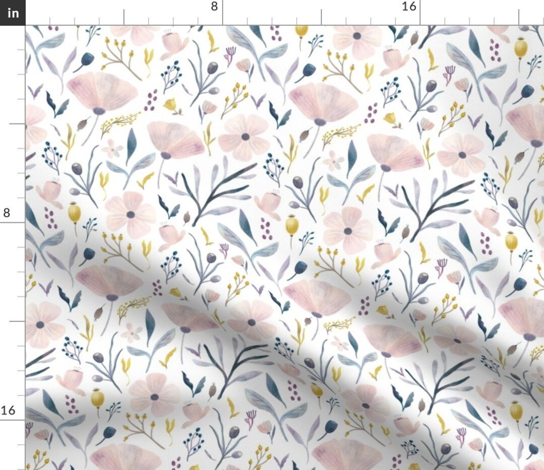 Floral Fabric Delicate Pastel Flowers by Noondaydesign - Etsy