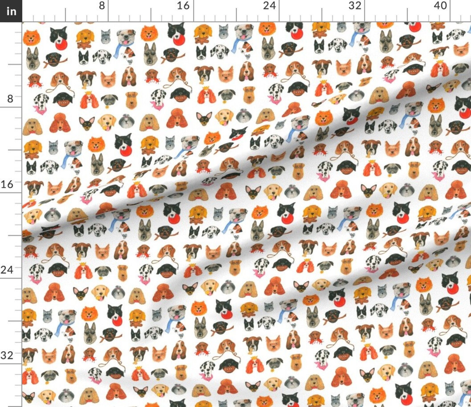 Dog Breeds Fabric 25 Dog Breeds by Littleislandcompany | Etsy