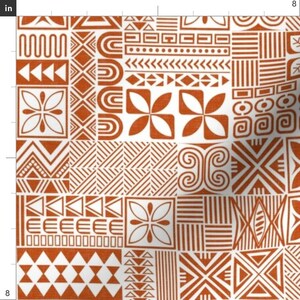 Tapa Orange Square Pattern Geometric Shapes Fabric Tapa Kapa - Etsy