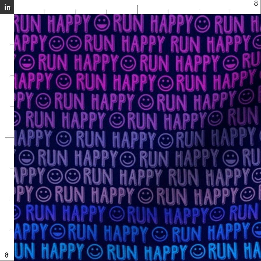 Happy Face Fabric Run Happy Faces Purples Blues by - Etsy