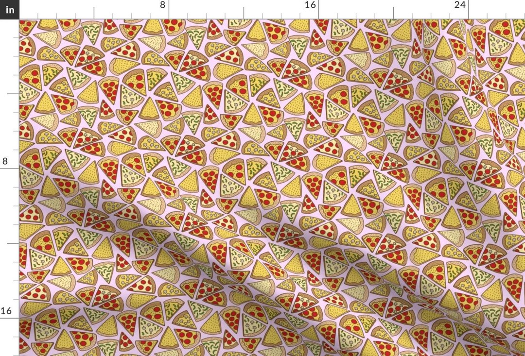 Pizza Fabric - Pizza Party - Pink by Kristinnohe - Pizza Slice Junk ...