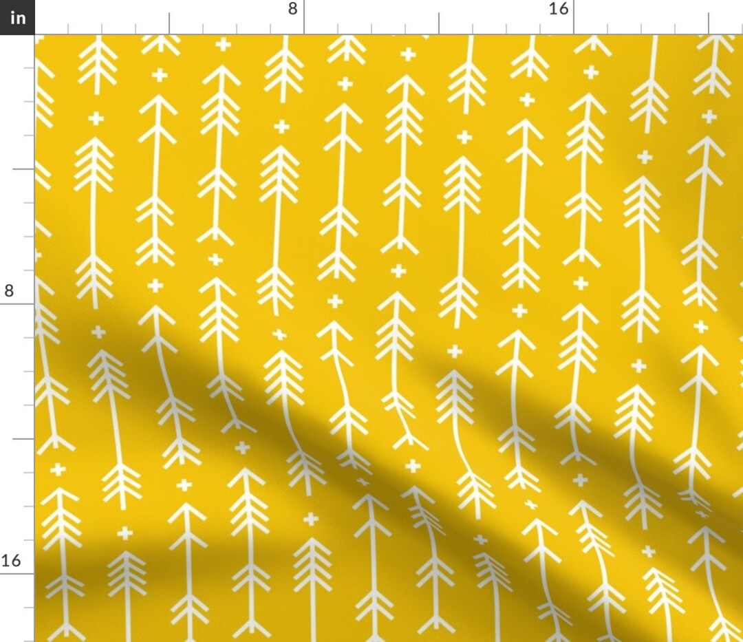 Yellow Arrows Fabric Cross Plus Arrows Mustard Yellow by - Etsy