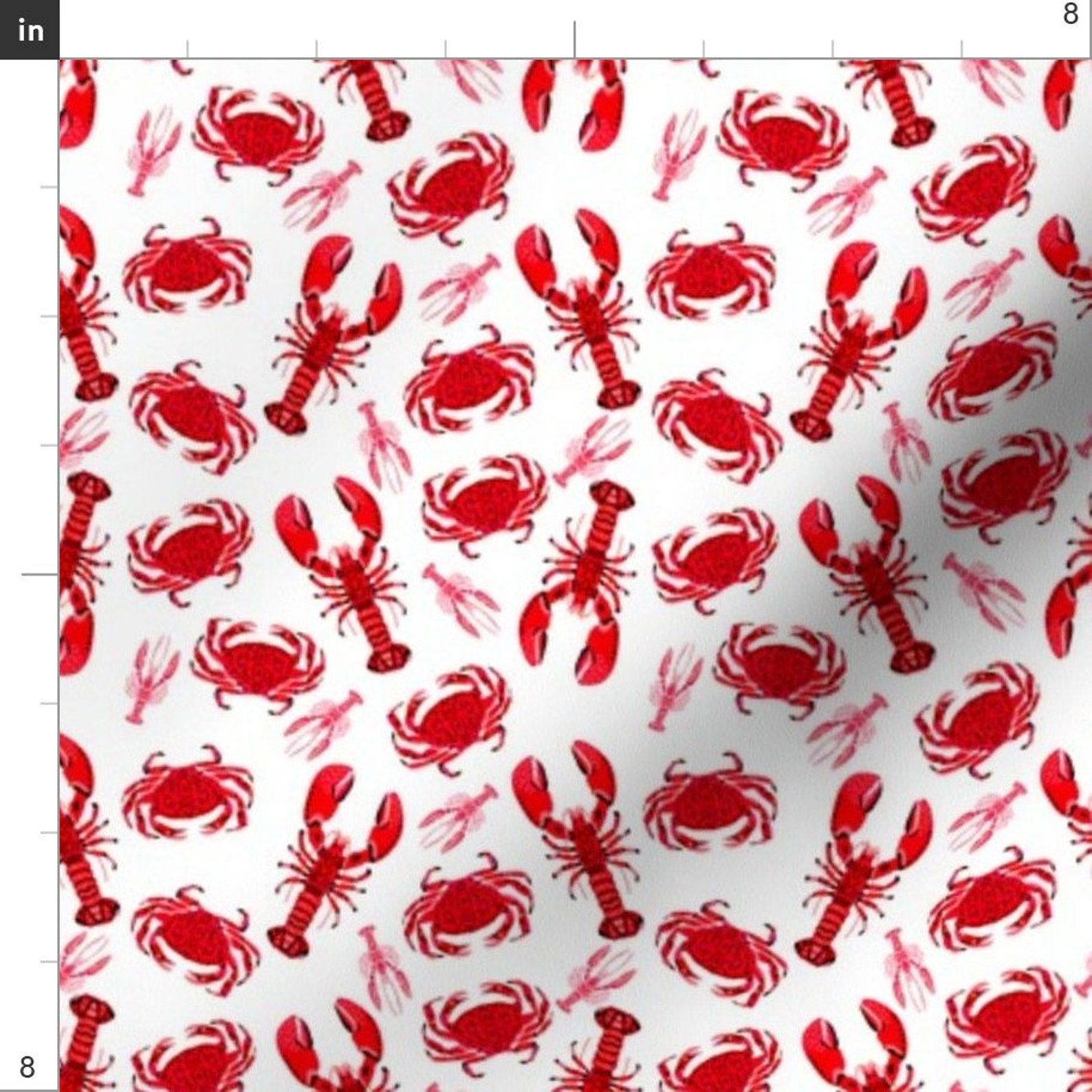 Crustacean Fabric Crabs and Lobsters by Andrea Lauren Red - Etsy
