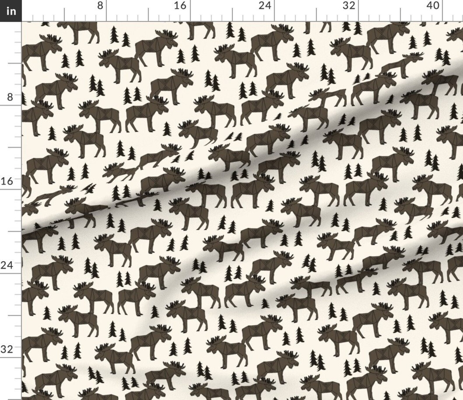 Moose Fabric Moose Forest Dark Brown and Cream Custom - Etsy