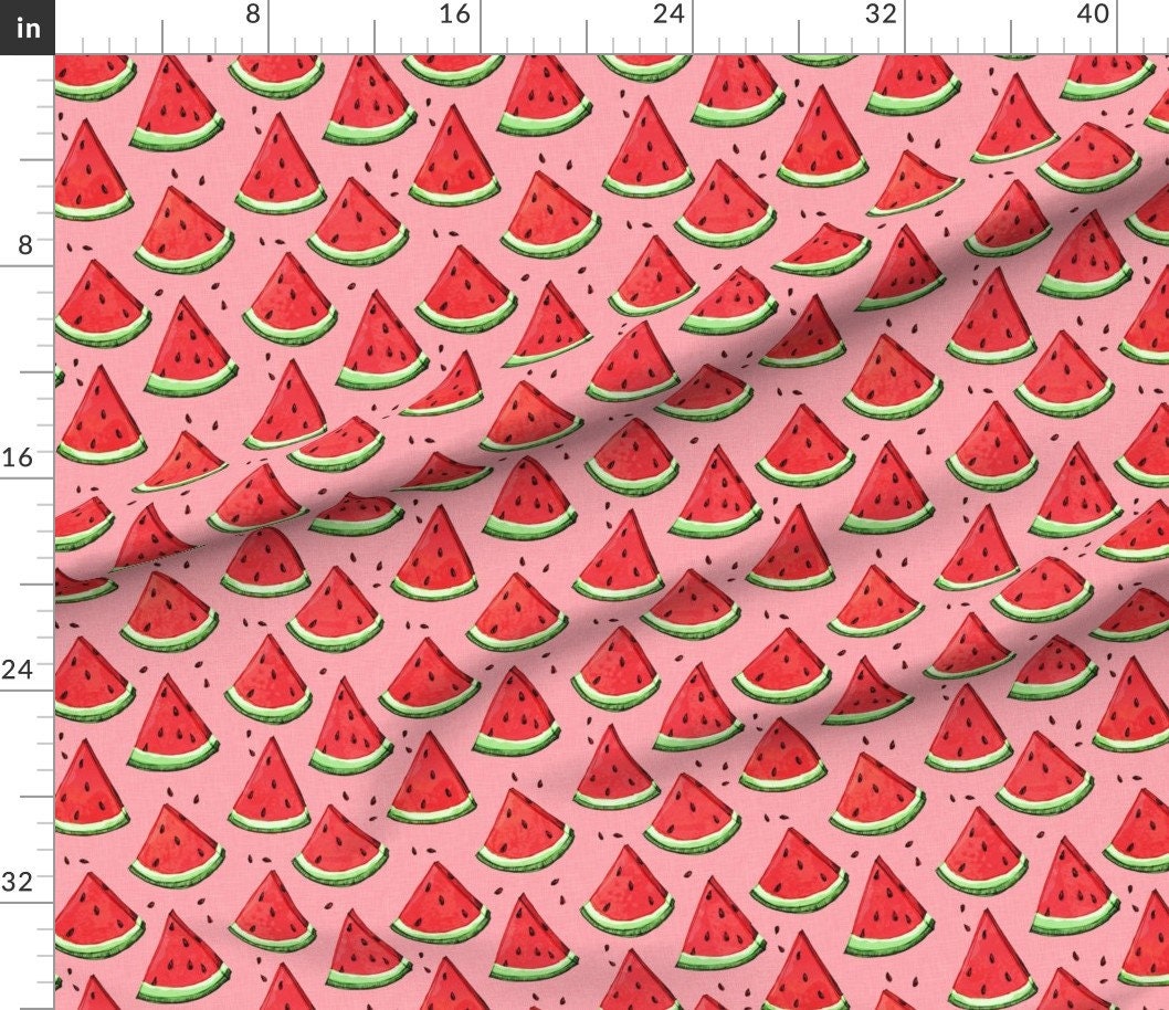 Watermelon Fabric Watermelon On Pink Texture By Mulberry | Etsy