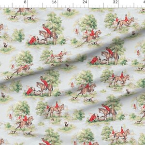 Watercolor Hunt Fabric Horse Toile by Ponymacaroni Blue Horses Hunting ...