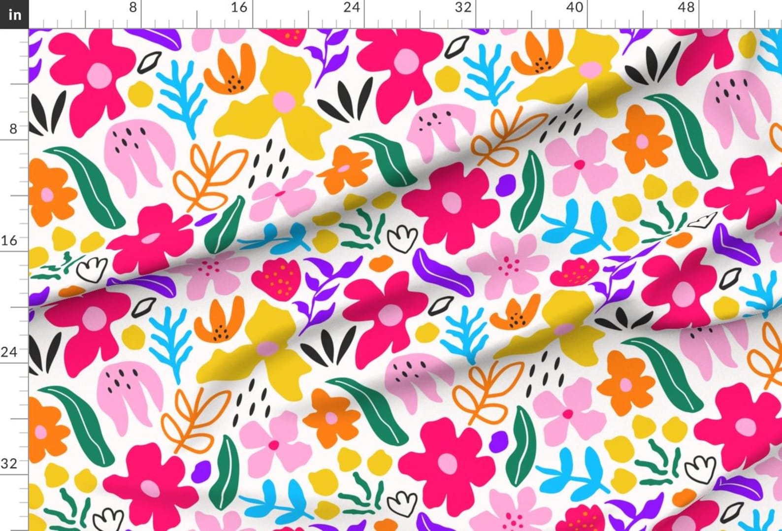 Happy Floral Upholstery Fabric- Bright Floral Garden by Priraj_designs ...