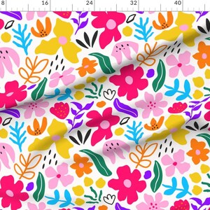 Happy Floral Upholstery Fabric- Bright Floral Garden by Priraj_designs ...