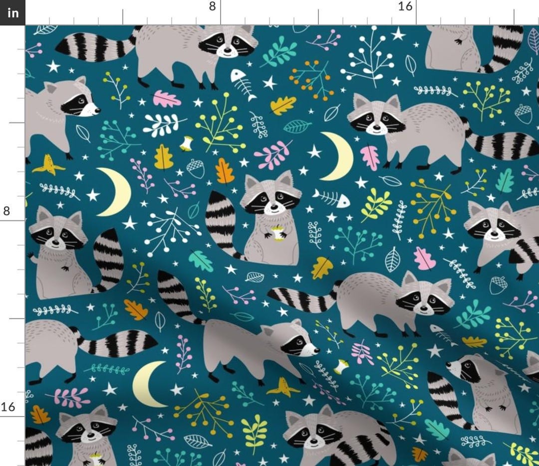 Raccoon Fabric Trash Pandas Raccoons at Night by Lellobird raccoon Kids ...