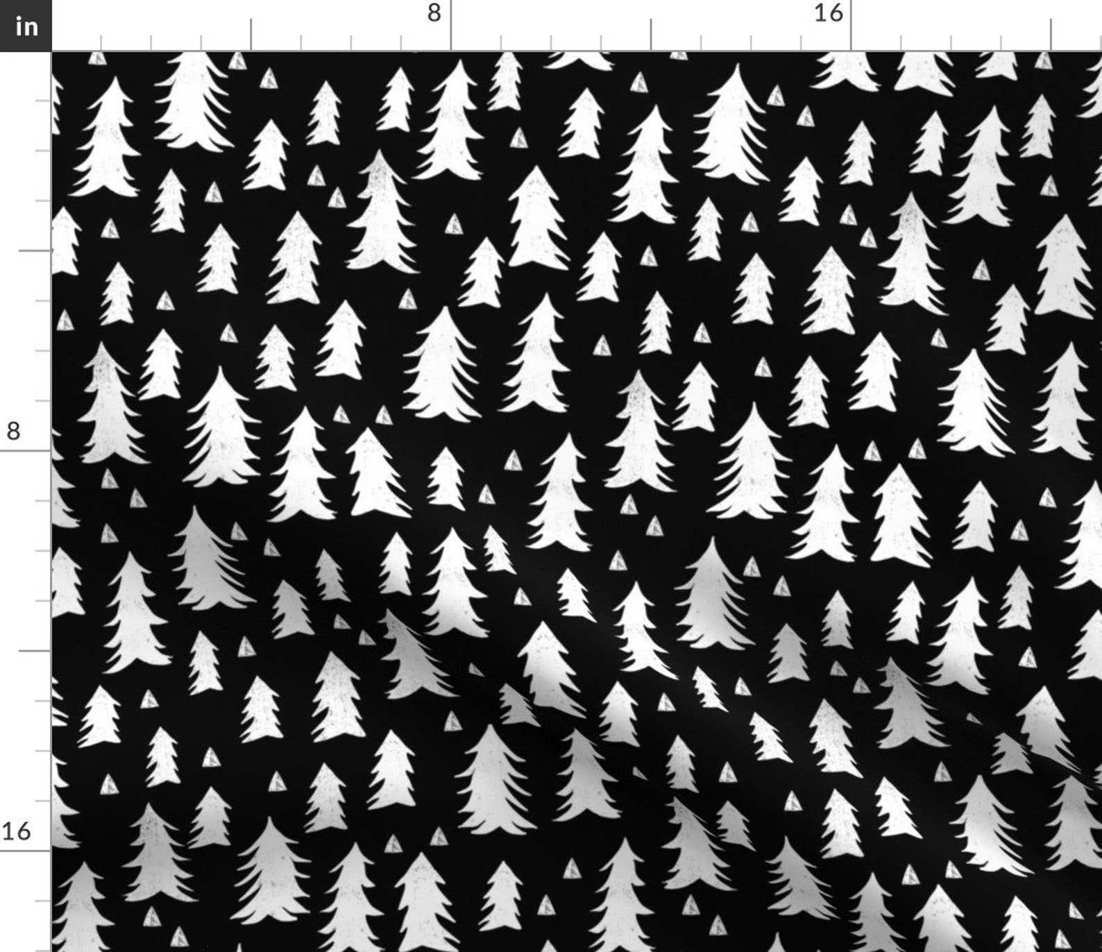 Tree Fabric Trees // Black and White Forest Woodland Tree by - Etsy