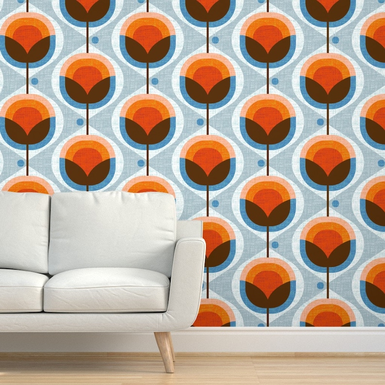 Mid Century Wallpaper Mid Century Damask by Ottomanbrim - Etsy