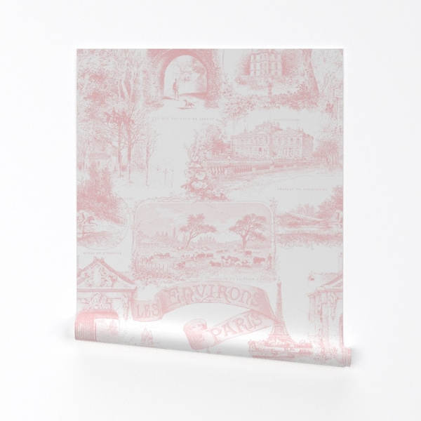 Pink Toile Wallpaper - Etsy