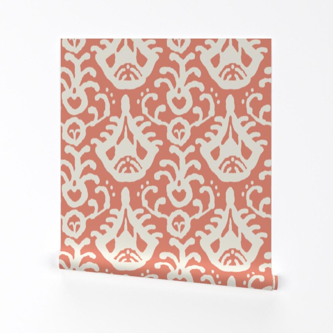 Ikat Wallpaper - Coral Ikat by Domesticate - Modern Home Kitchen Decor ...