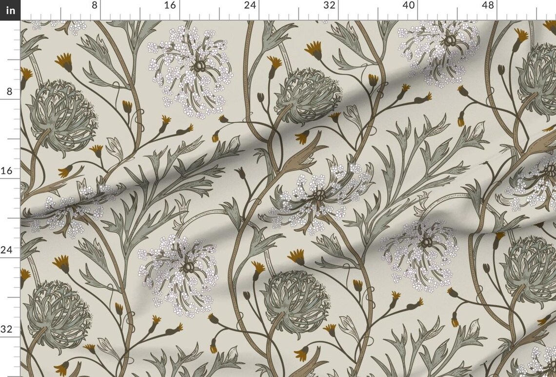 Rustic Botanical Fabric - Queen Anne's Lace by Two Brds - Botanical ...