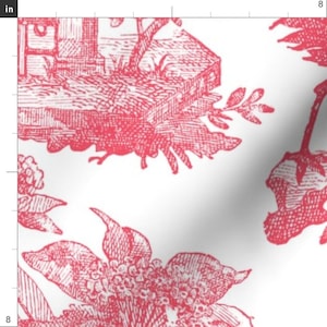 Magenta Toile Upholstery Fabric- Chinoiserie Toile by ...