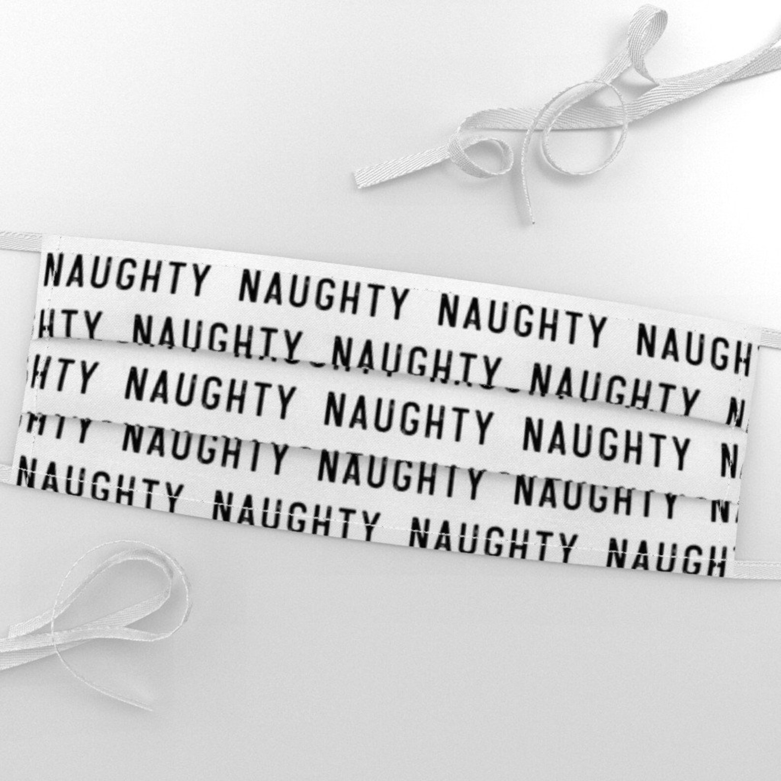 Naughty Typography Black Fabric Naughty White by | Etsy