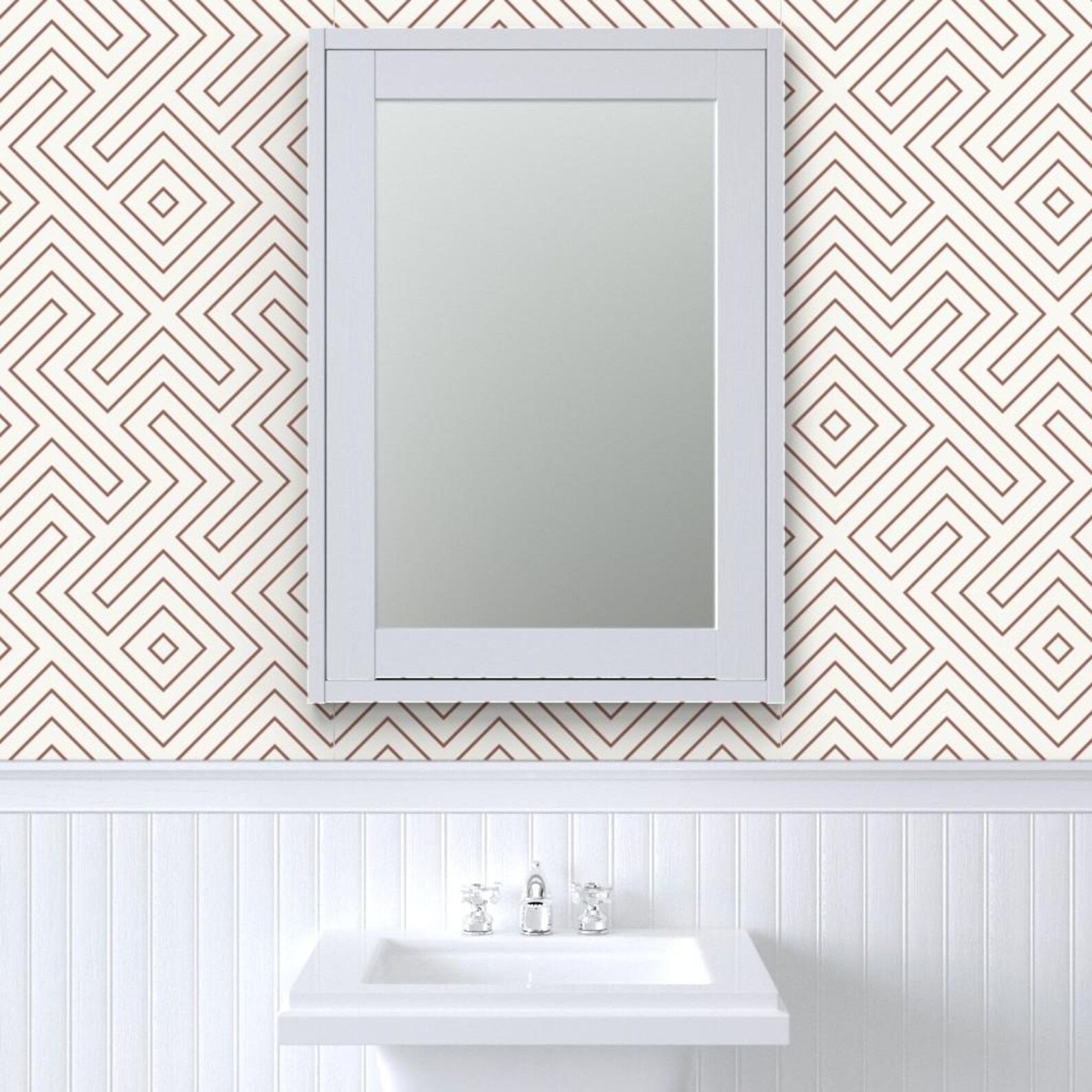 Geometric Wallpaper - Tribal Maze Copper on Cream by Danika Herrick ...