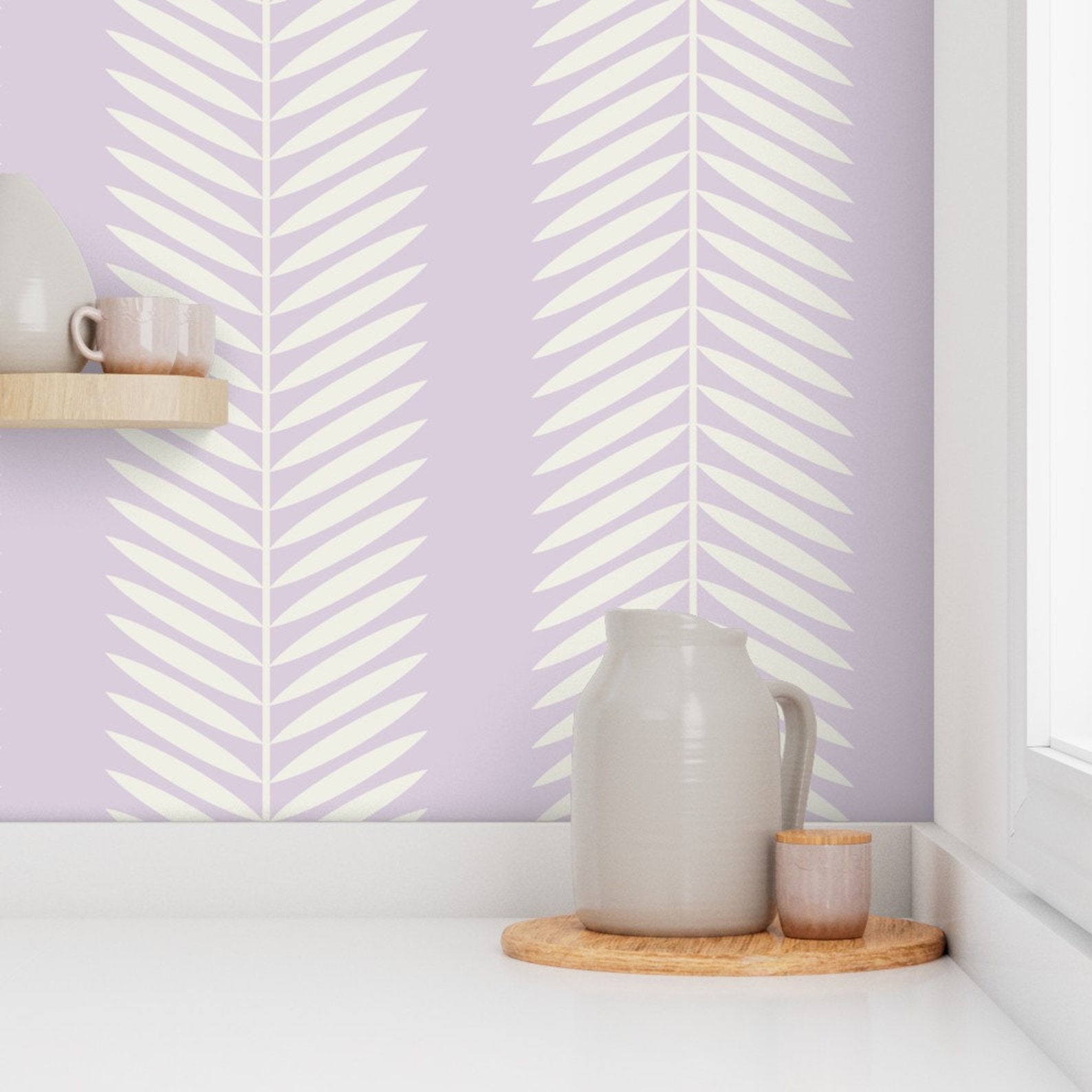 Leaves Wallpaper Laurel Leaf Custom Lilac by Danika Herrick - Etsy